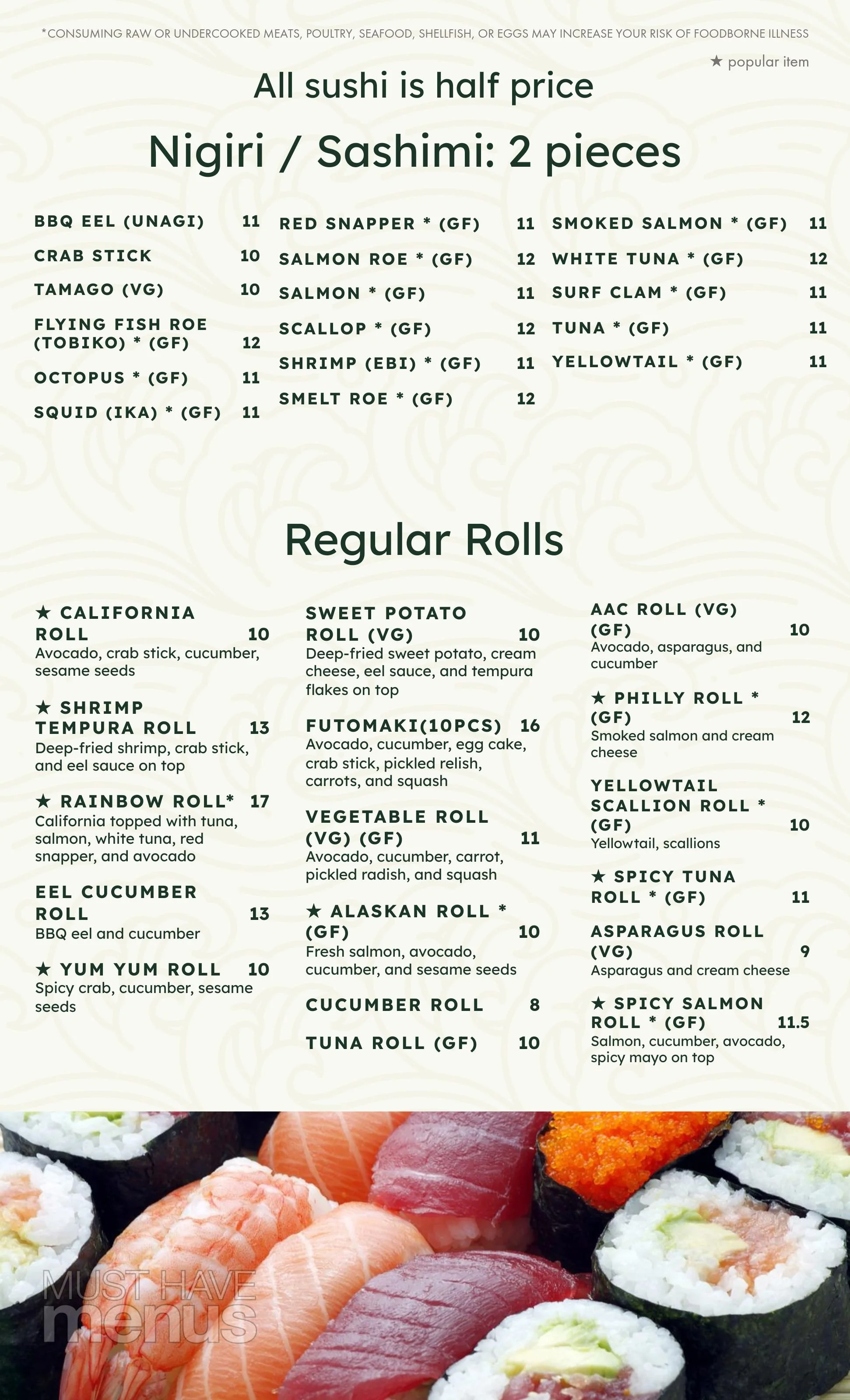 Menu 1 — Sushi'O