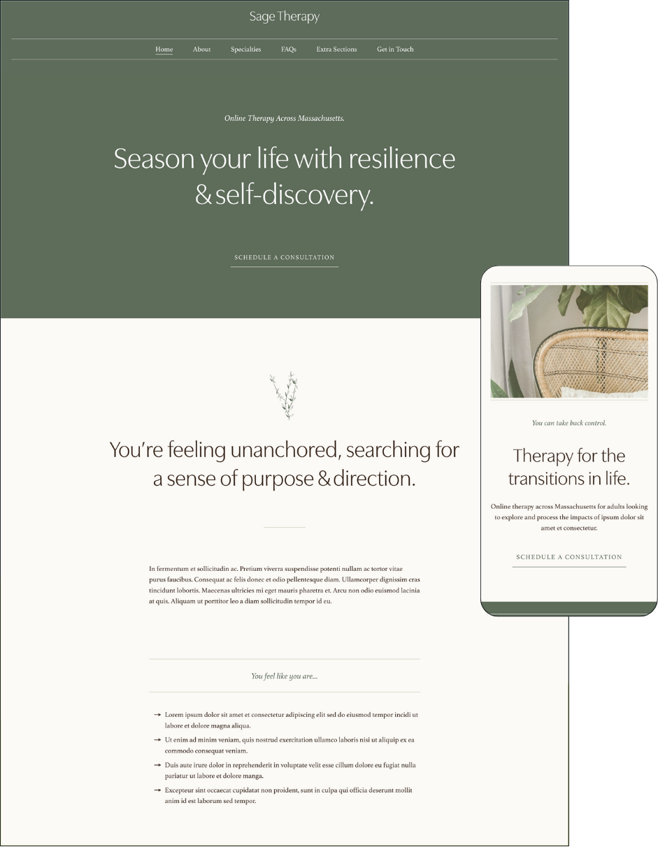 SAGE Squarespace Template for Therapists | Walker Strategy Co.