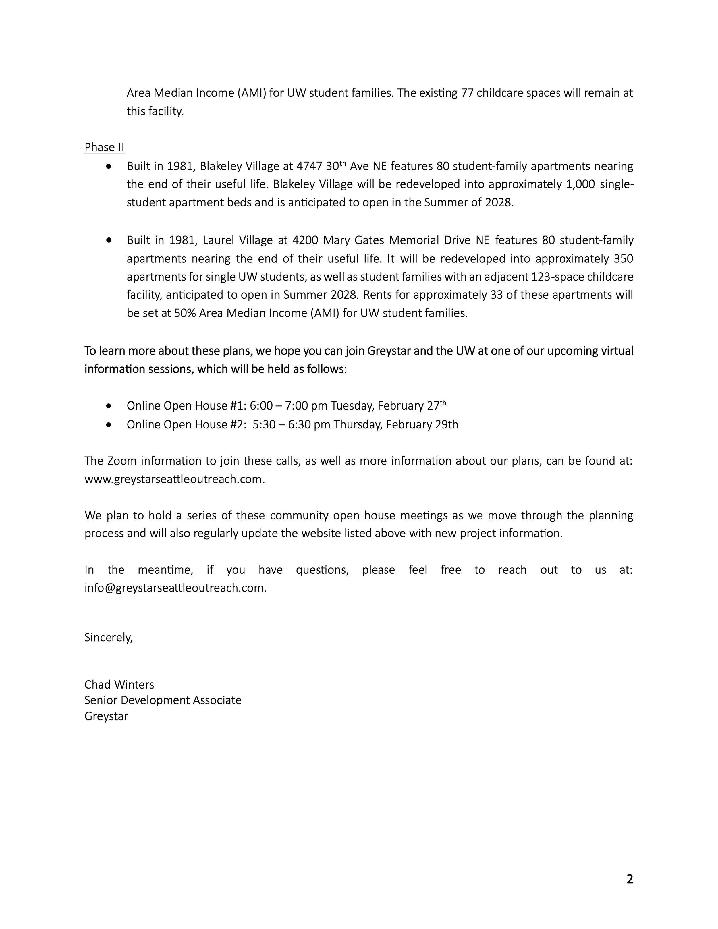Community Letter — Greystar Seattle Outreach