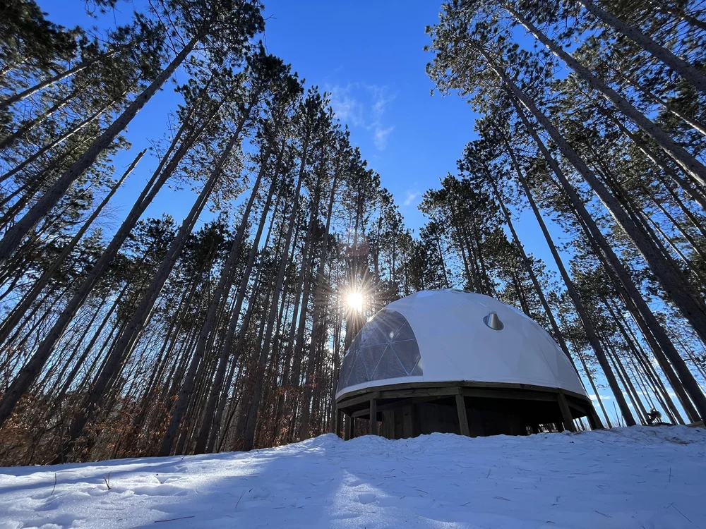 Luxury Winter Glamping Michigan: Dome with Hot Tub & Sauna — Glamp Michigan