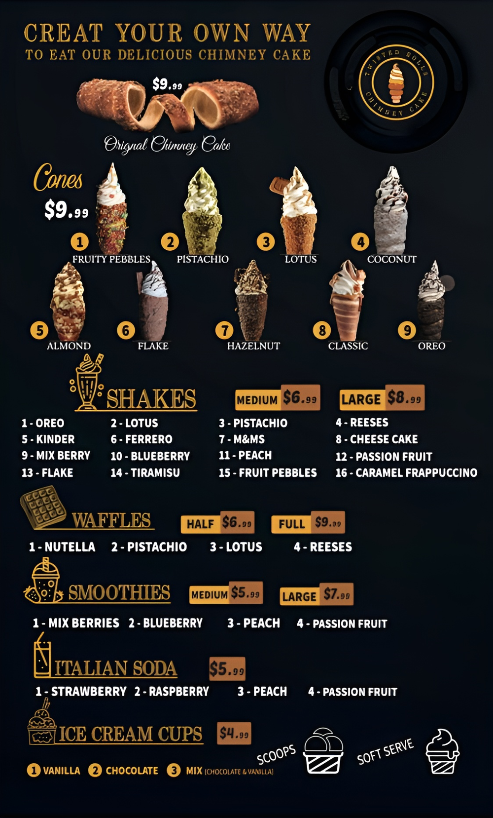 Florida Menu — Twisted Rolls Chimney Cakes