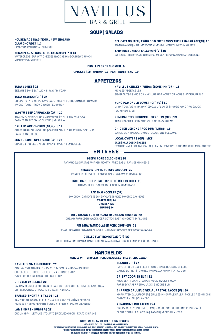 Dinner Menu — Navilllus