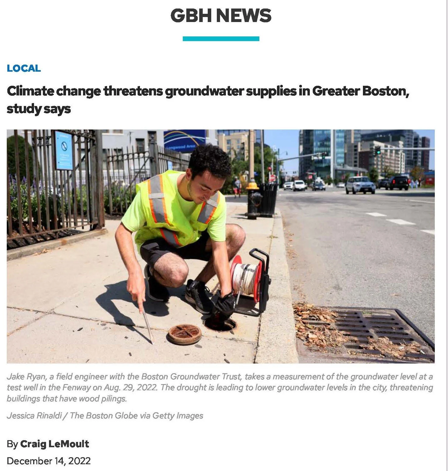 Groundwater In The News — BOSTON GROUNDWATER TRUST (BGwT)