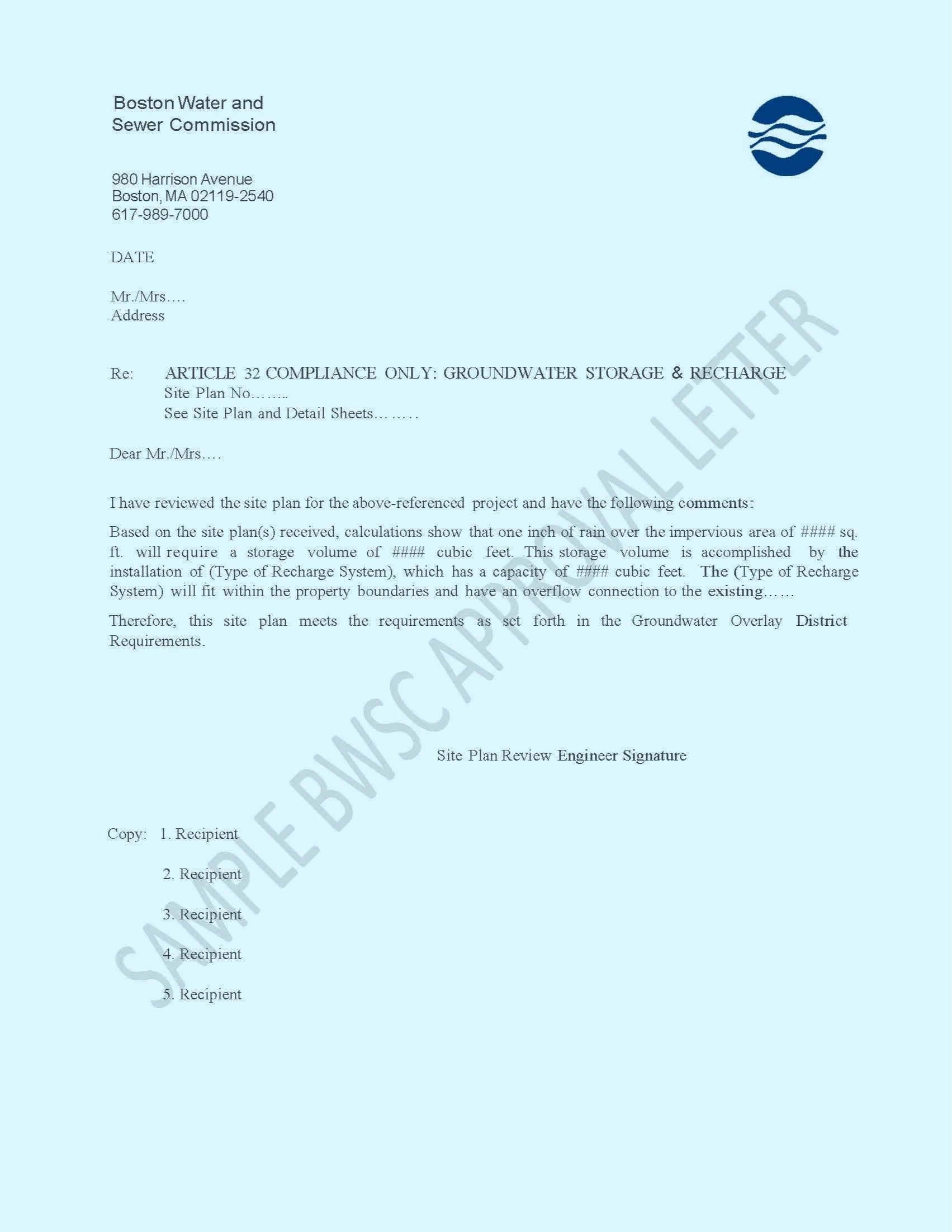 Article 32/GCOD — BOSTON GROUNDWATER TRUST (BGwT)
