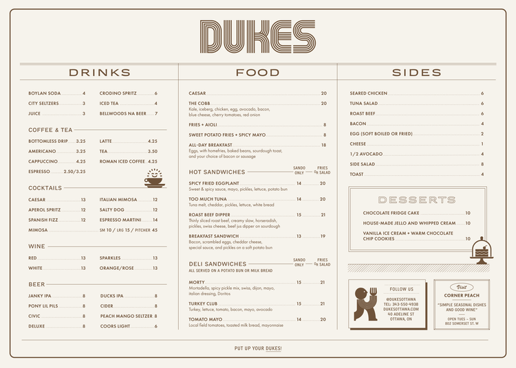 Menu — Dukes