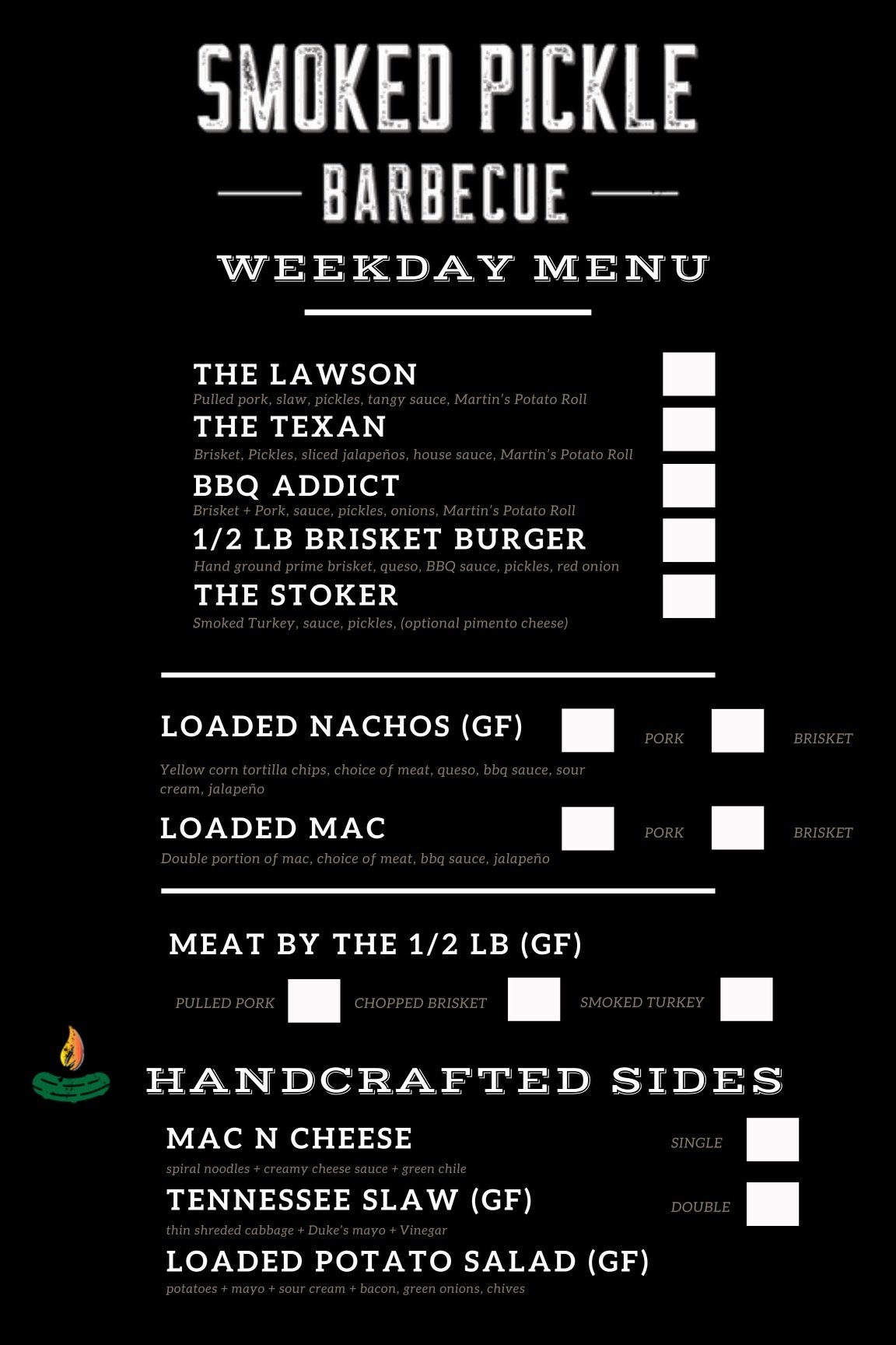 Menu 1 — Smoked Pickle Barbecue & Catering