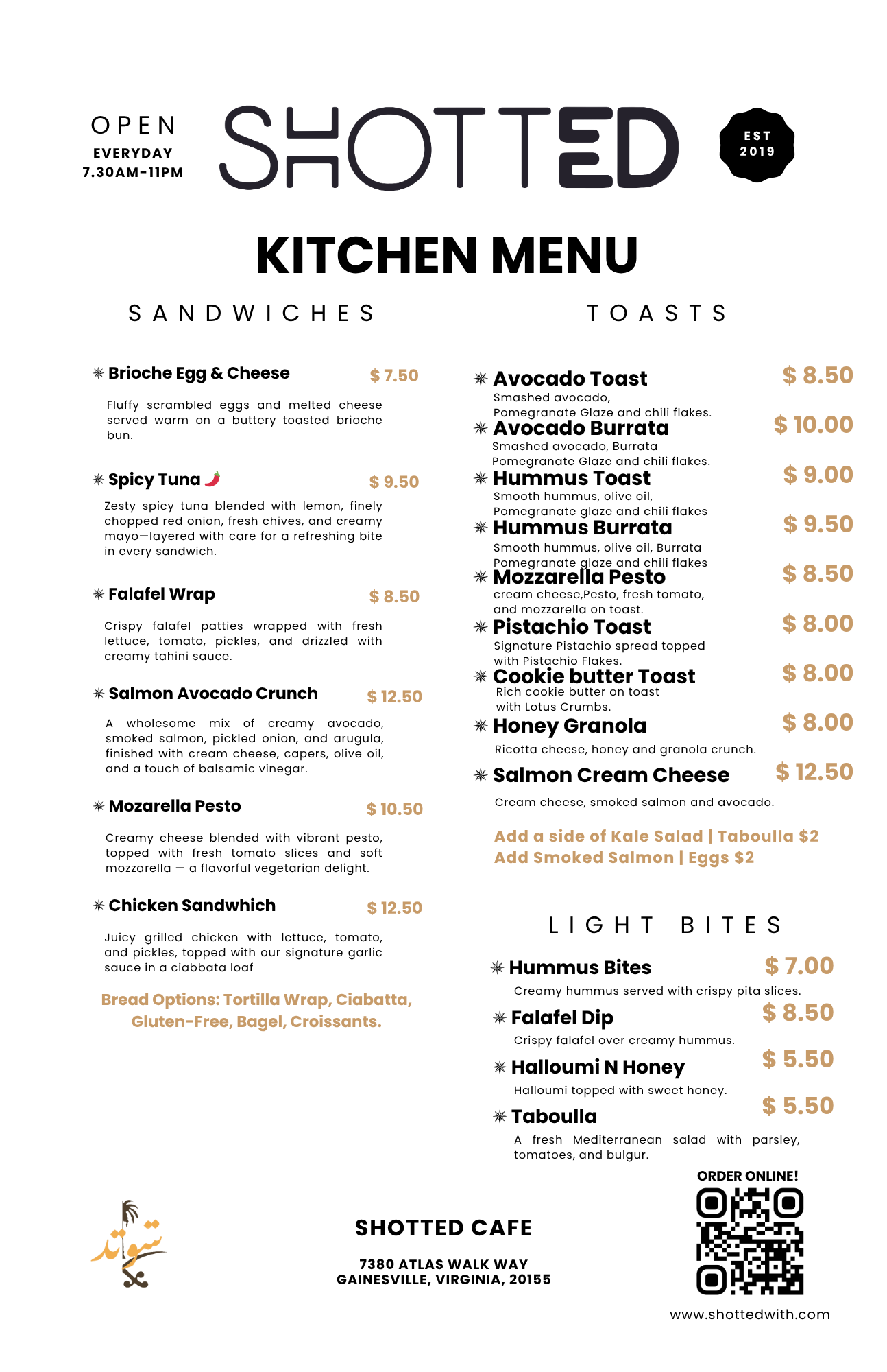 Menu — Shotted Specialty Coffee