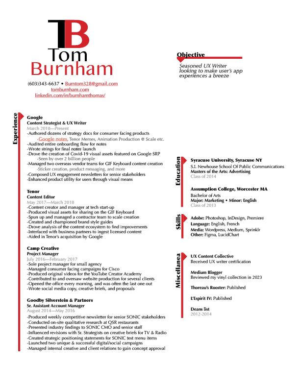 Resume — Tom Burnham