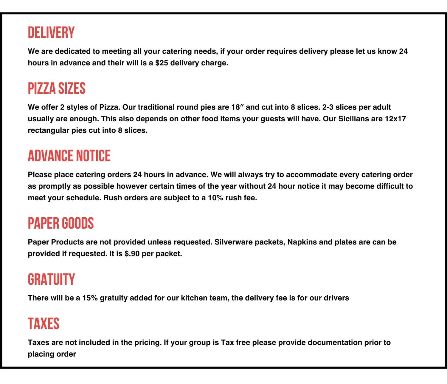 Catering Form | Order Now, Satisfaction Guaranteed — MID CITY PIZZA