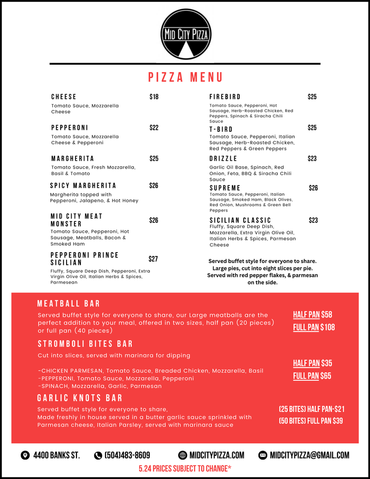 Catering — MID CITY PIZZA