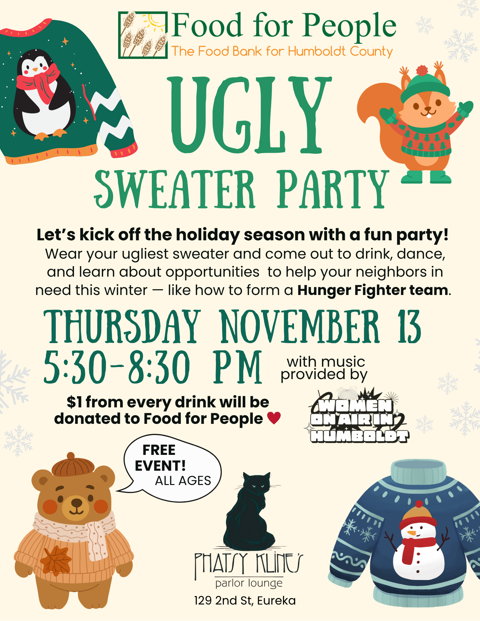 Ugly Sweater Party 11/13 — Food for People