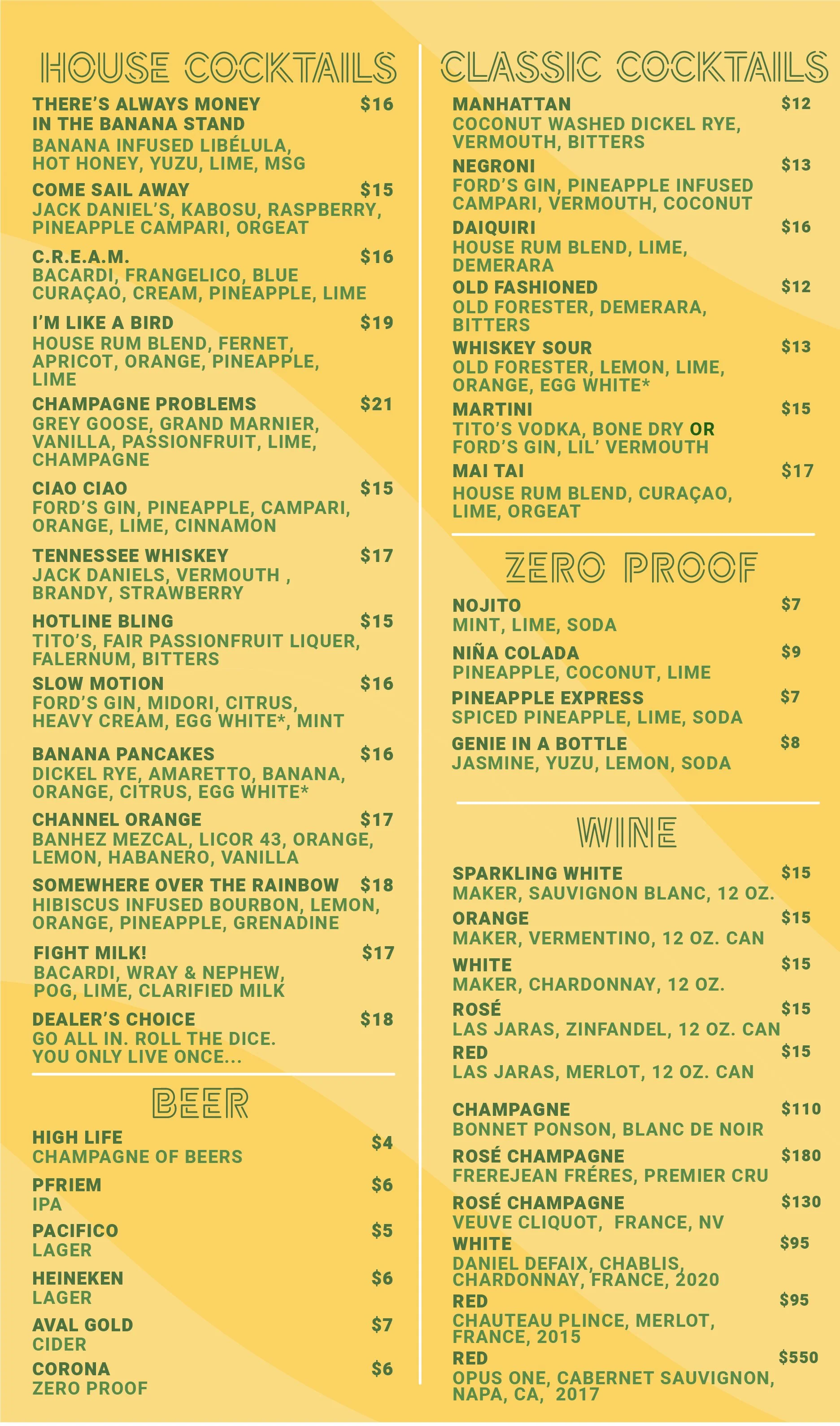 Menu — The Love Shack