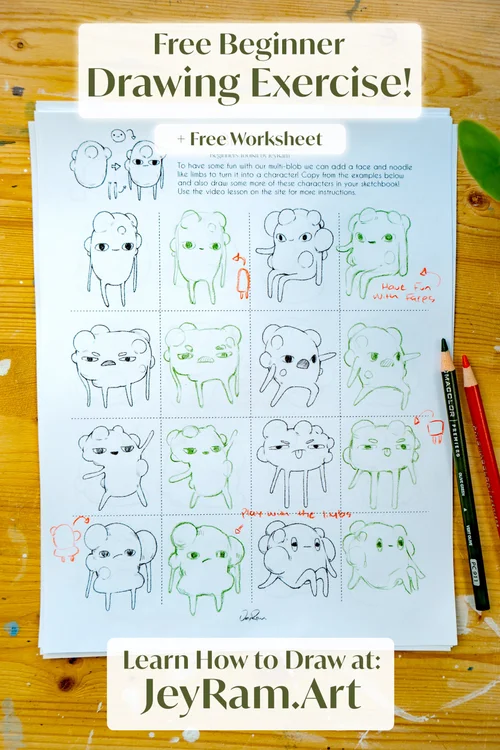 Free Drawing Exercise & Worksheet for Beginner Artists 🎨 — JeyRam ...