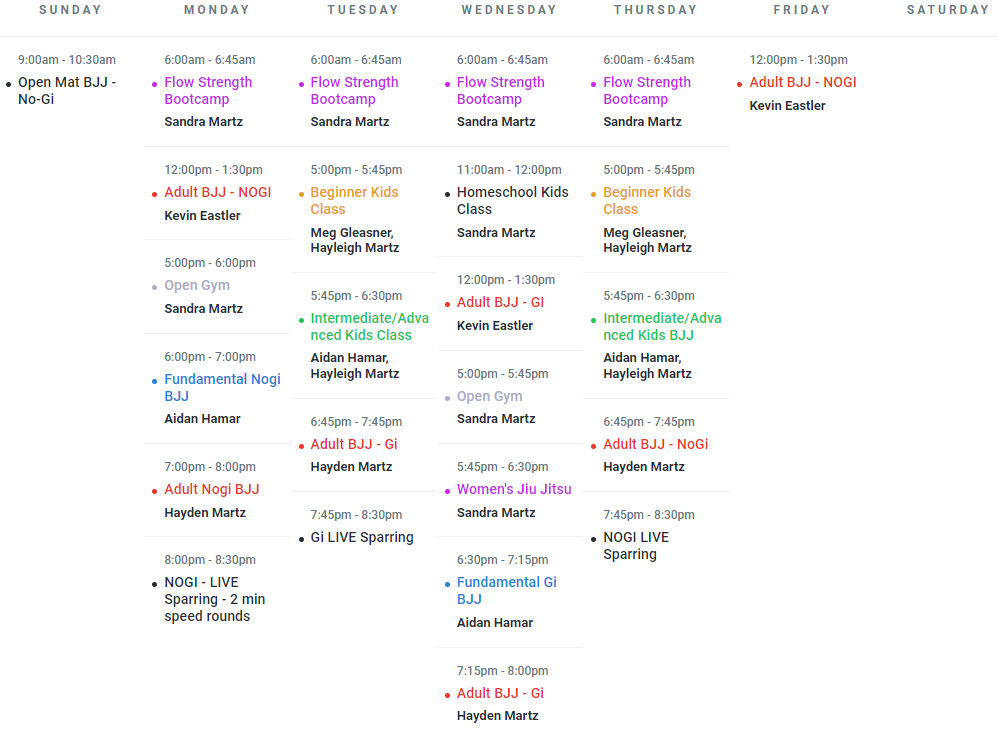 SCHEDULE — Flow BJJ
