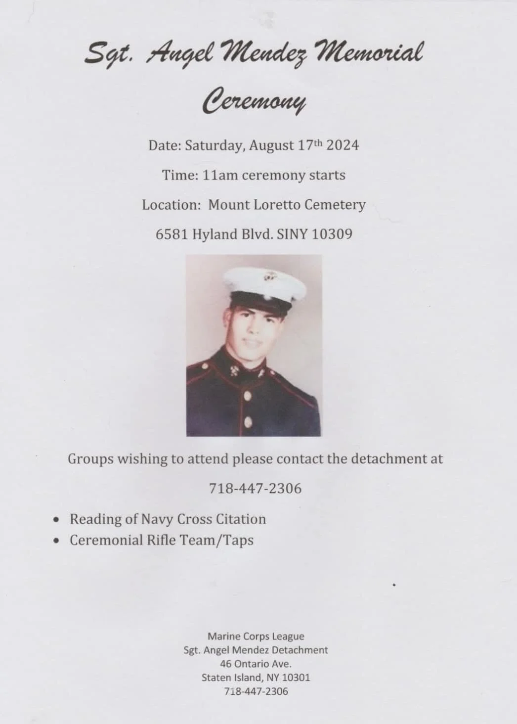 Events — Sgt. Angel Mendez Marine Corps League Detachment 246