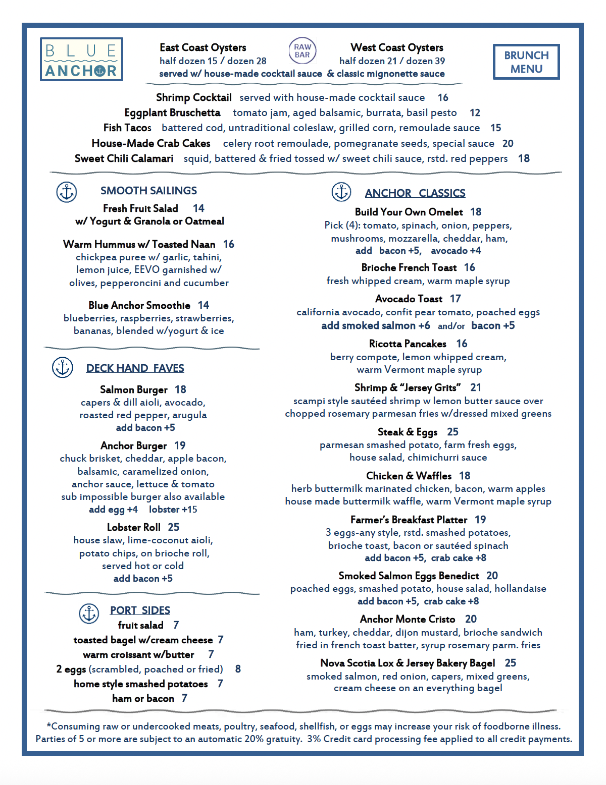 Menu — Blue Anchor