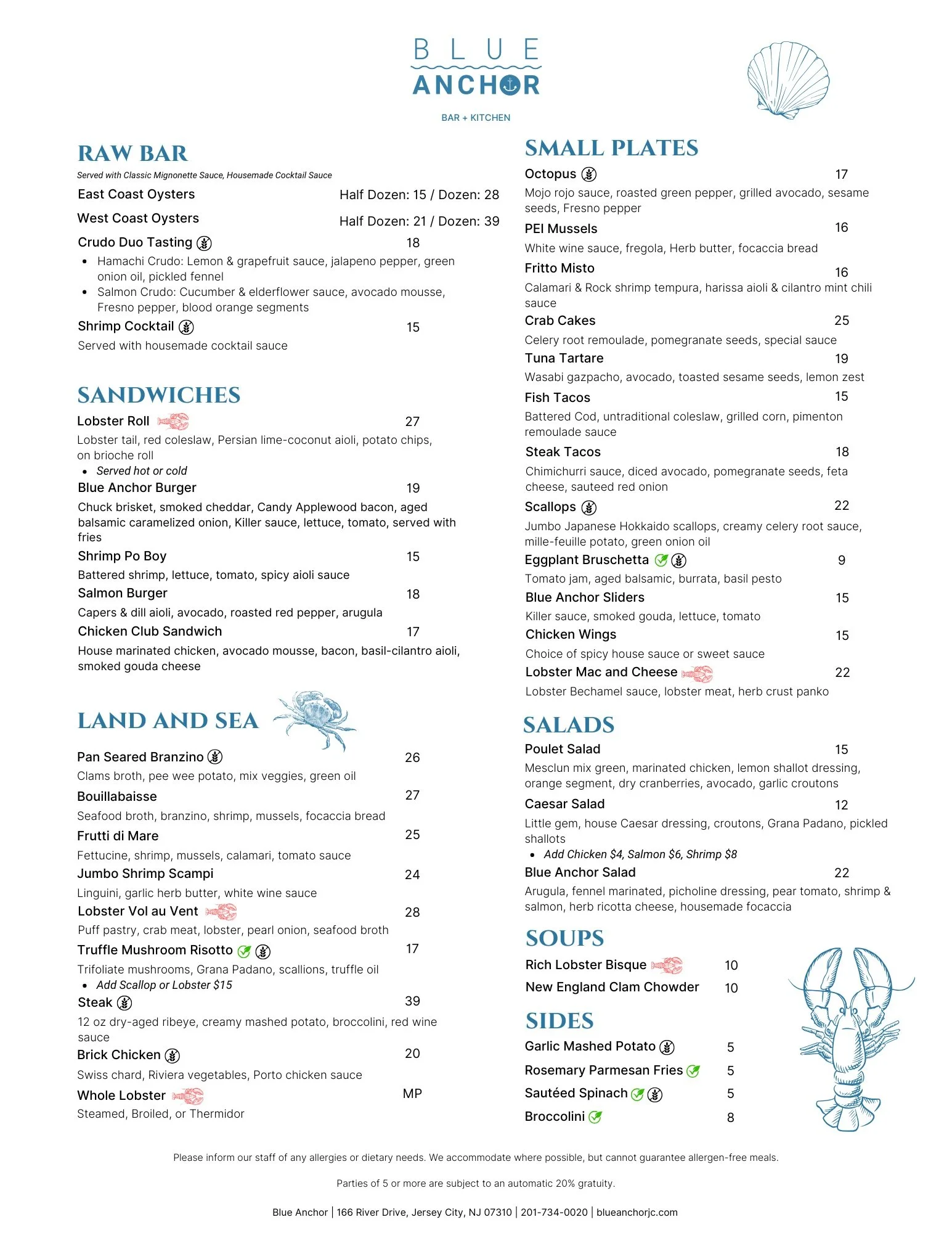 Menu — Blue Anchor