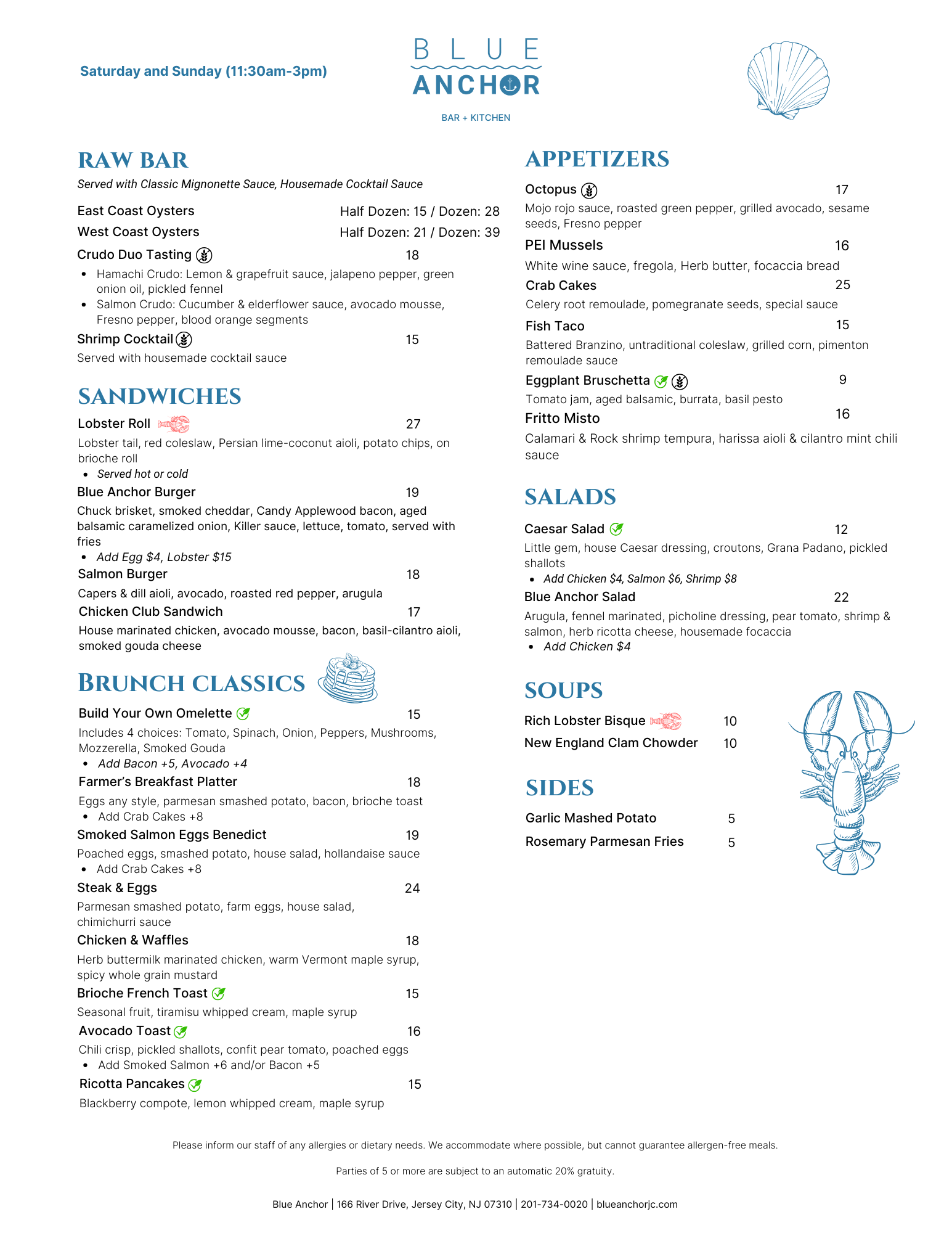 Menu — Blue Anchor