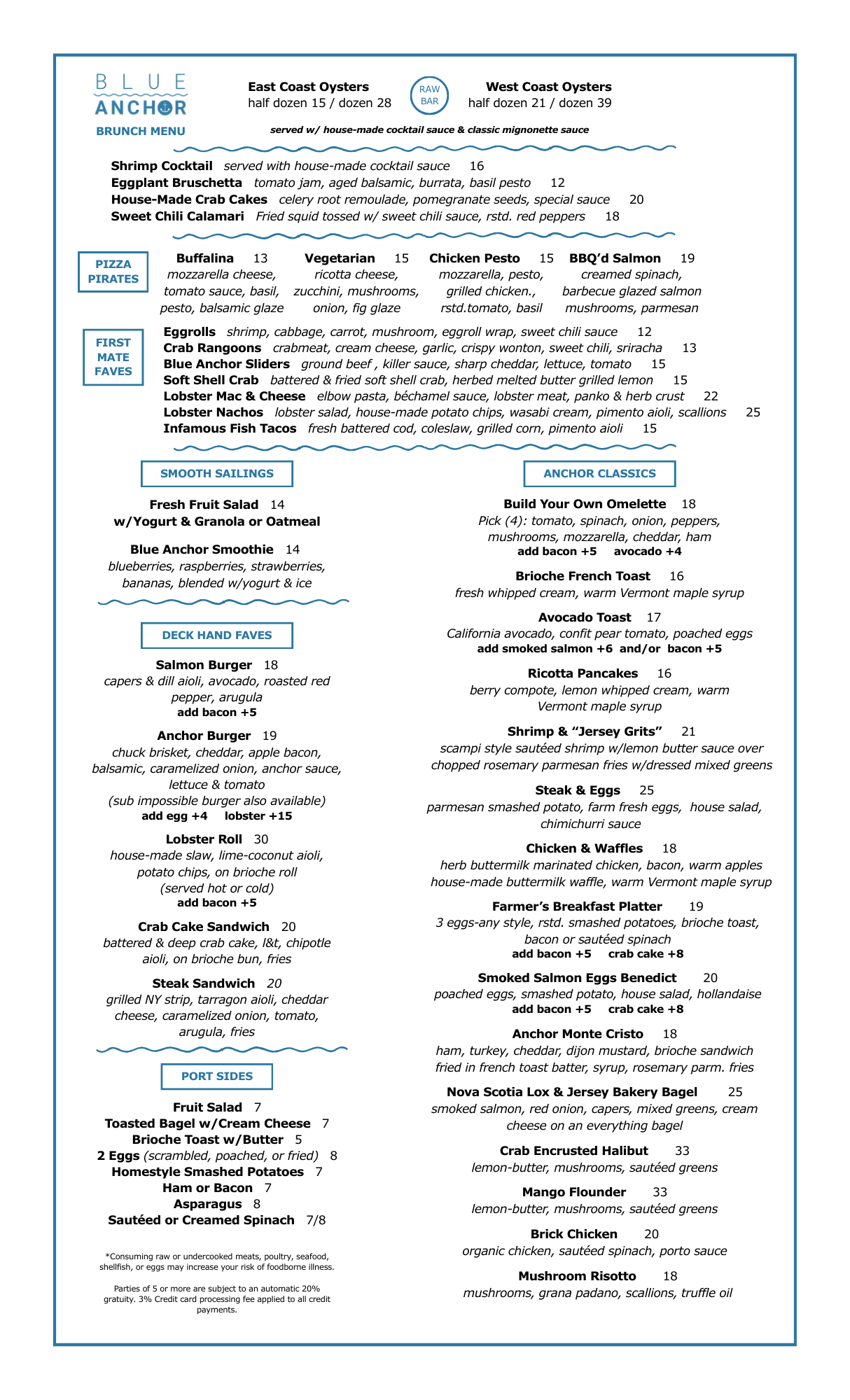 Menu — Blue Anchor