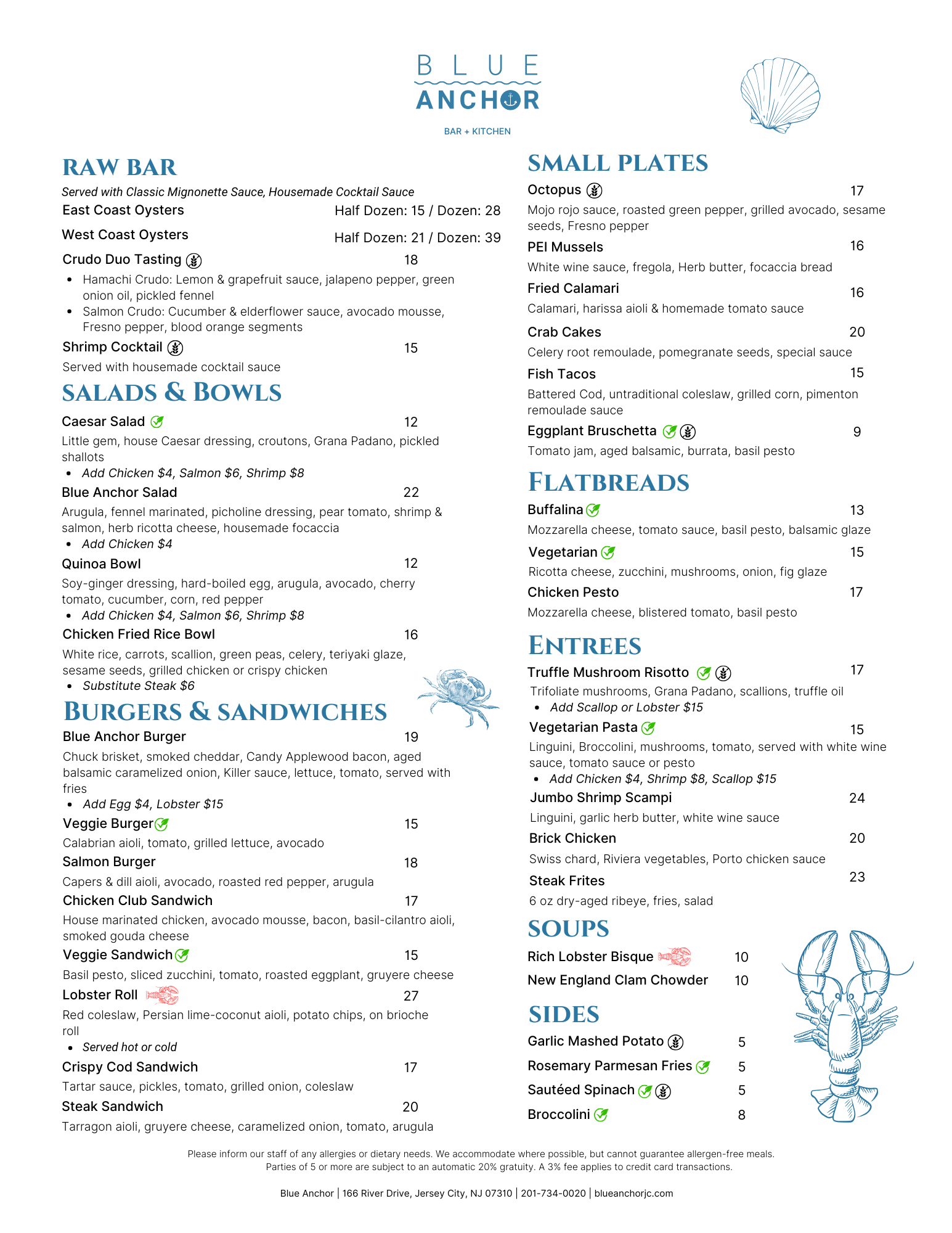 Menu — Blue Anchor
