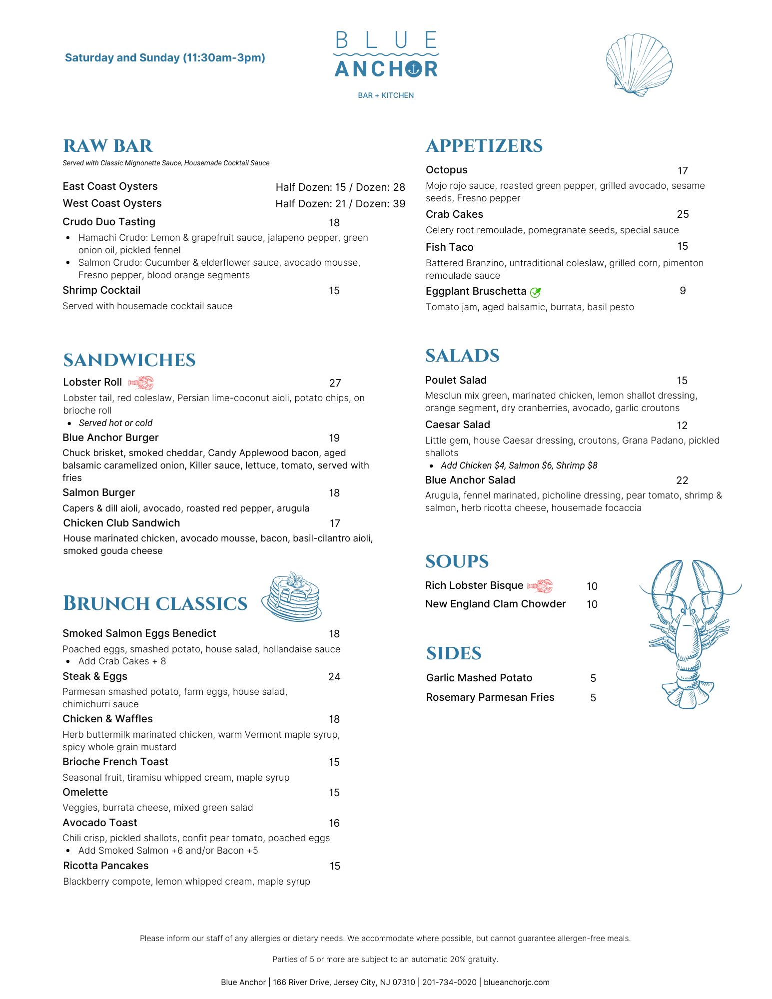 Menu — Blue Anchor