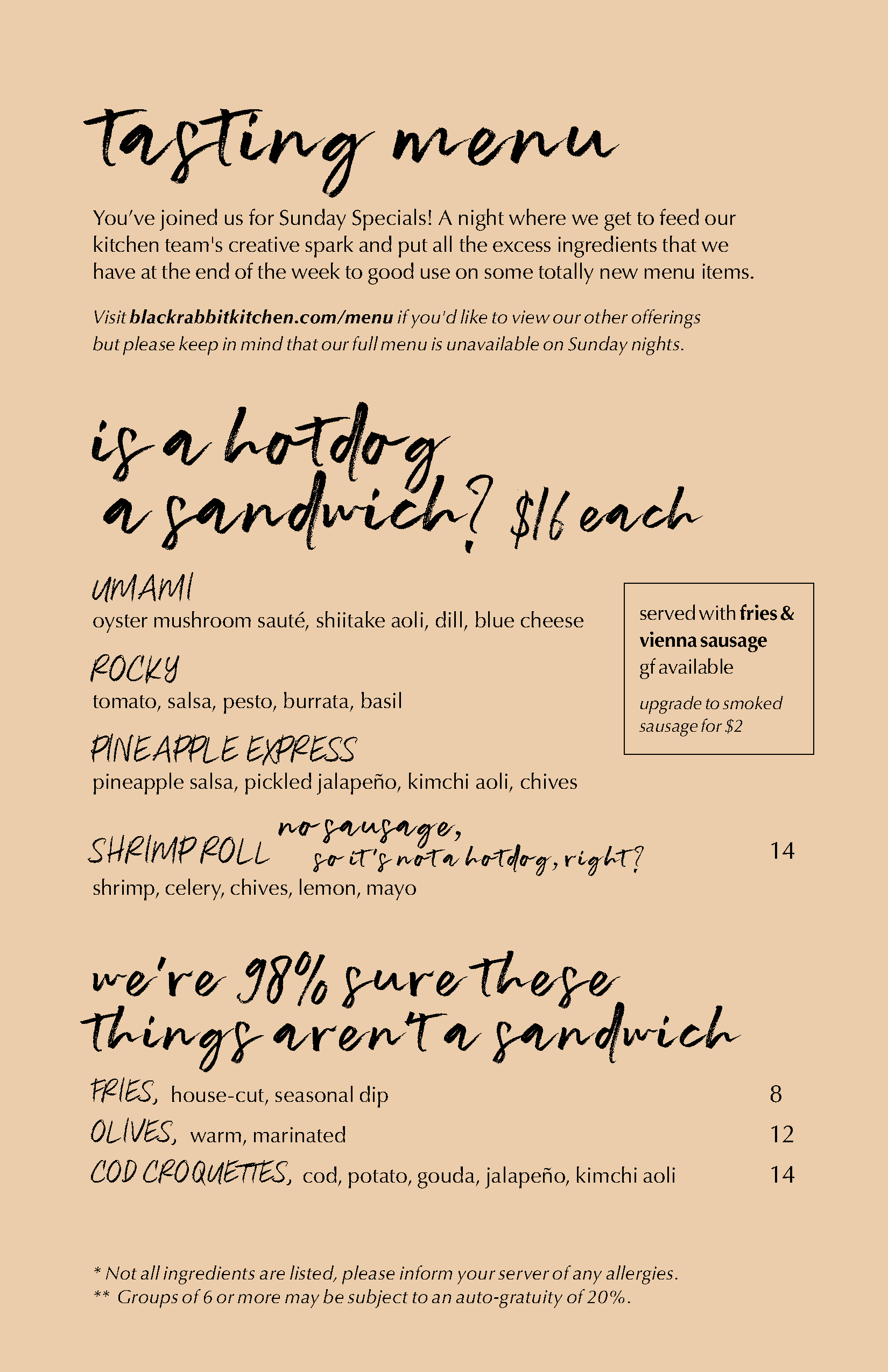 Menu 1 — BLACK RABBIT KITCHEN