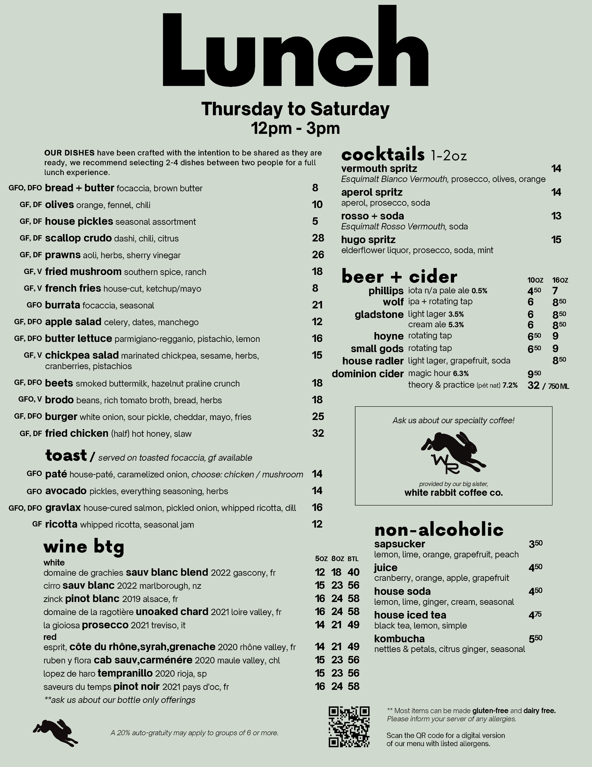 Menu 1 — BLACK RABBIT KITCHEN