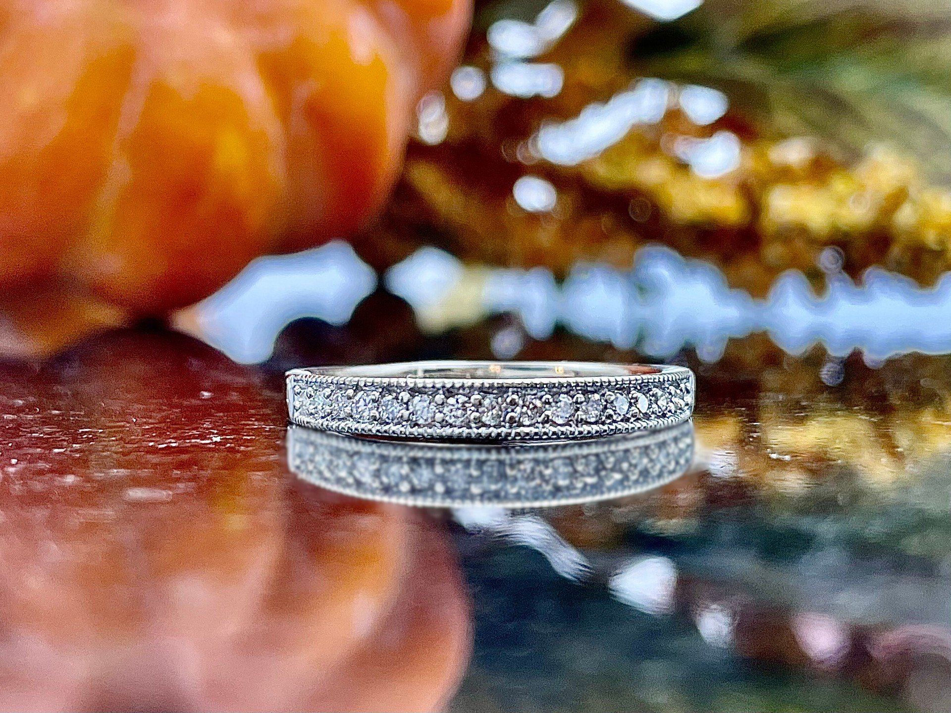 "10k Yellow Gold Swirl 7 Stone Diamond Annaversary Stackable Band ...