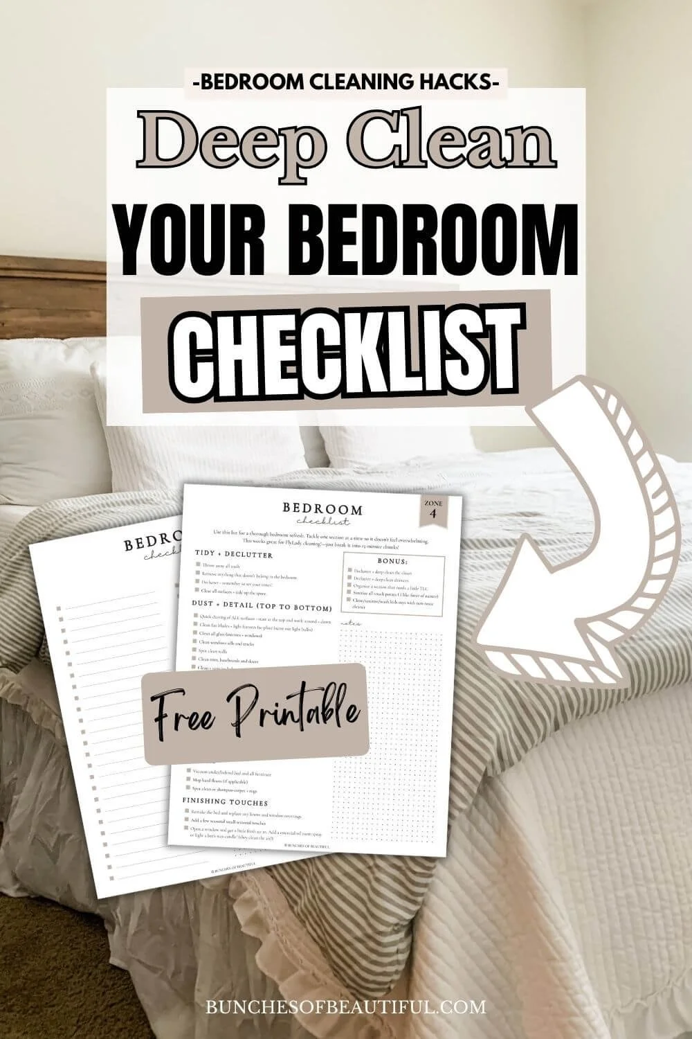 Deep Cleaning Bedroom Checklist (Free Printable for FlyLady Zone 4 ...