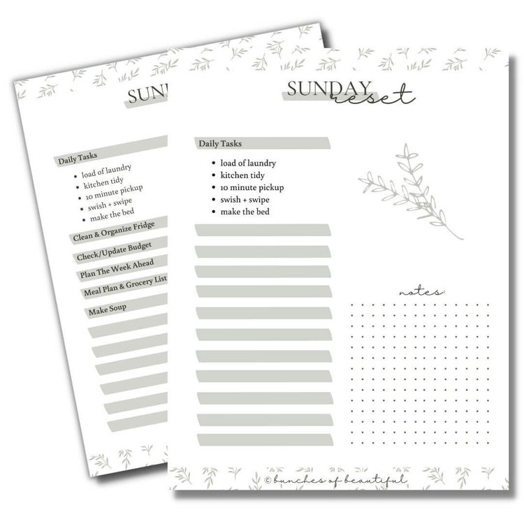 Simple Sunday Reset: 7 Tasks to Start Your Week Right — bunches of ...