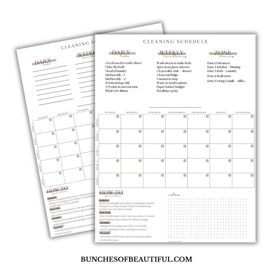 Simplified FlyLady Cleaning Schedule (FREE PRINTABLE) — bunches of ...