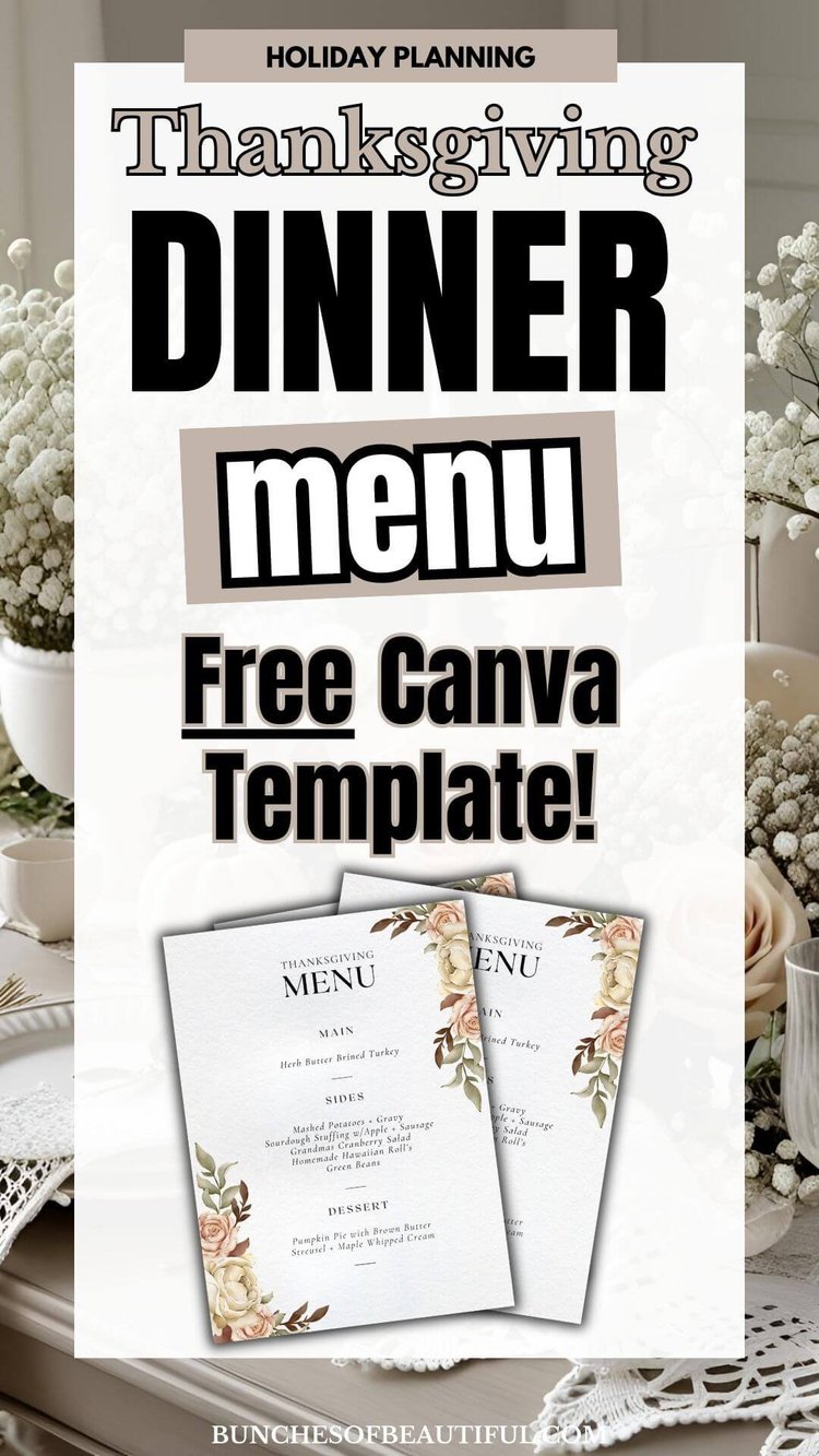 Free Printable Thanksgiving Menu (Customize in Canva) — bunches of ...
