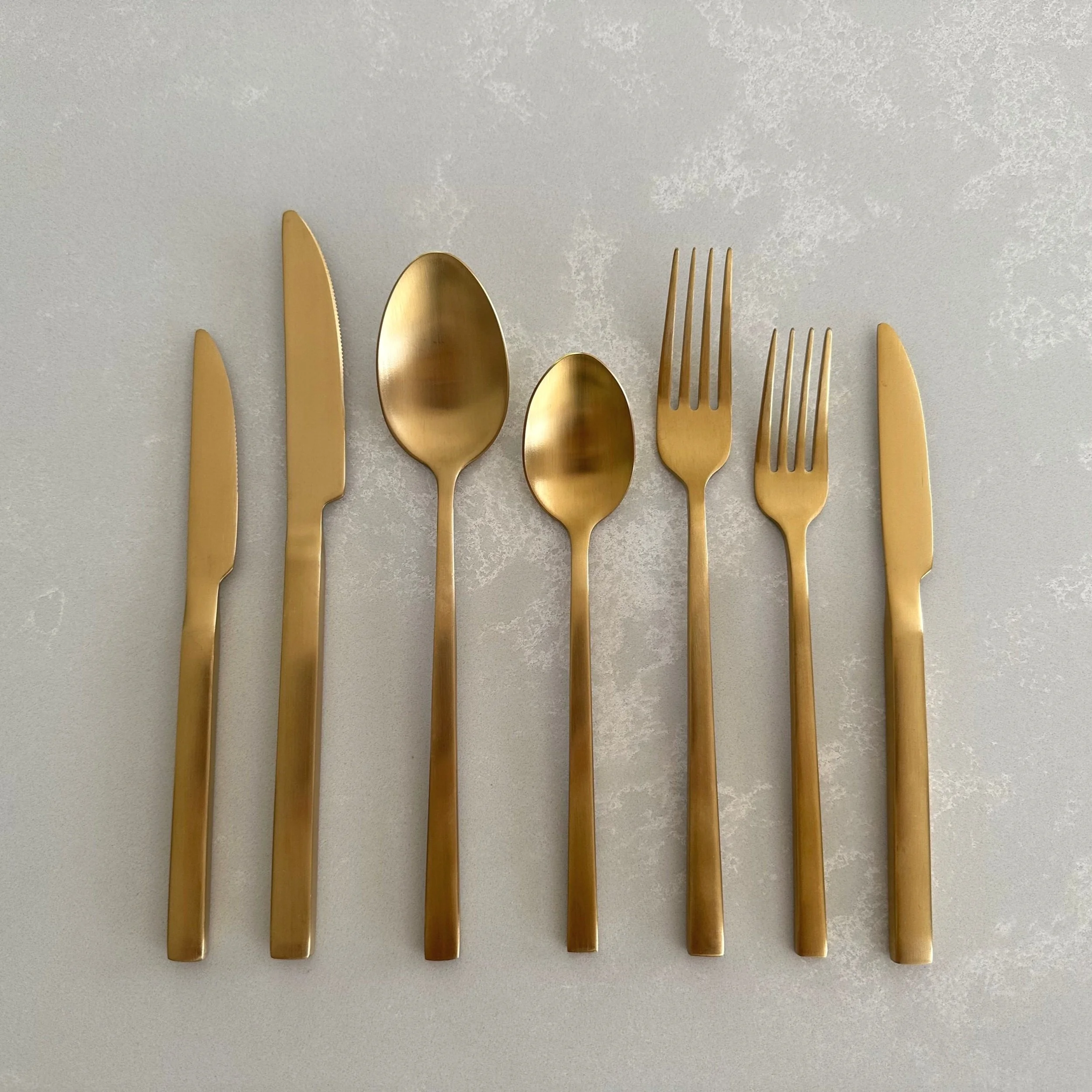 Brushed Brass Cutlery Set for Hire — Orchid Avenue.