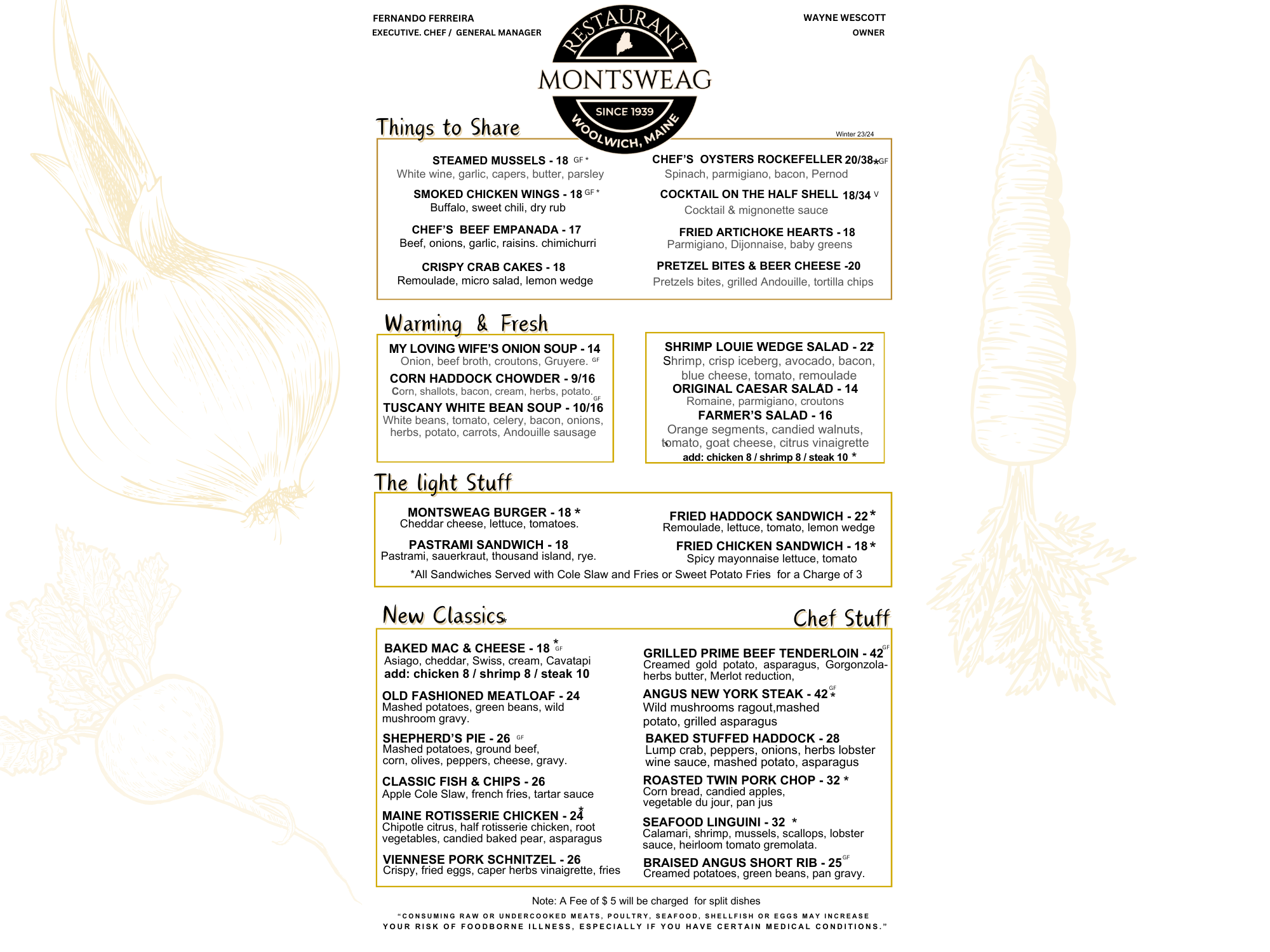 Menu 1 — The Montsweag