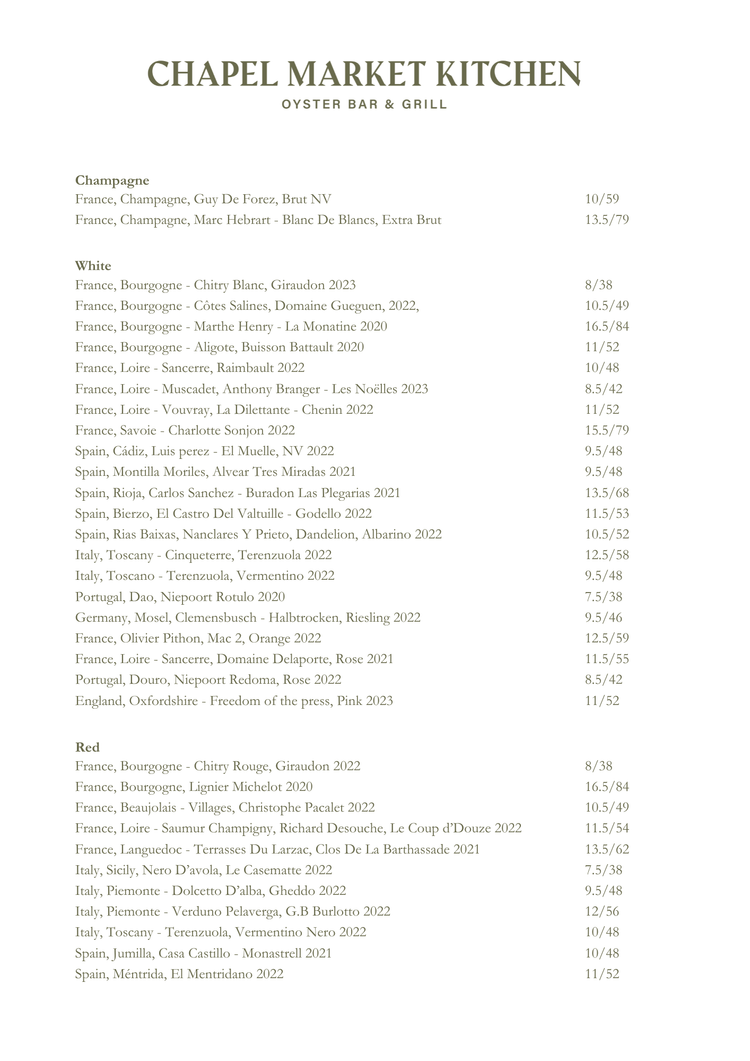 Menu — Chapel Market Kitchen