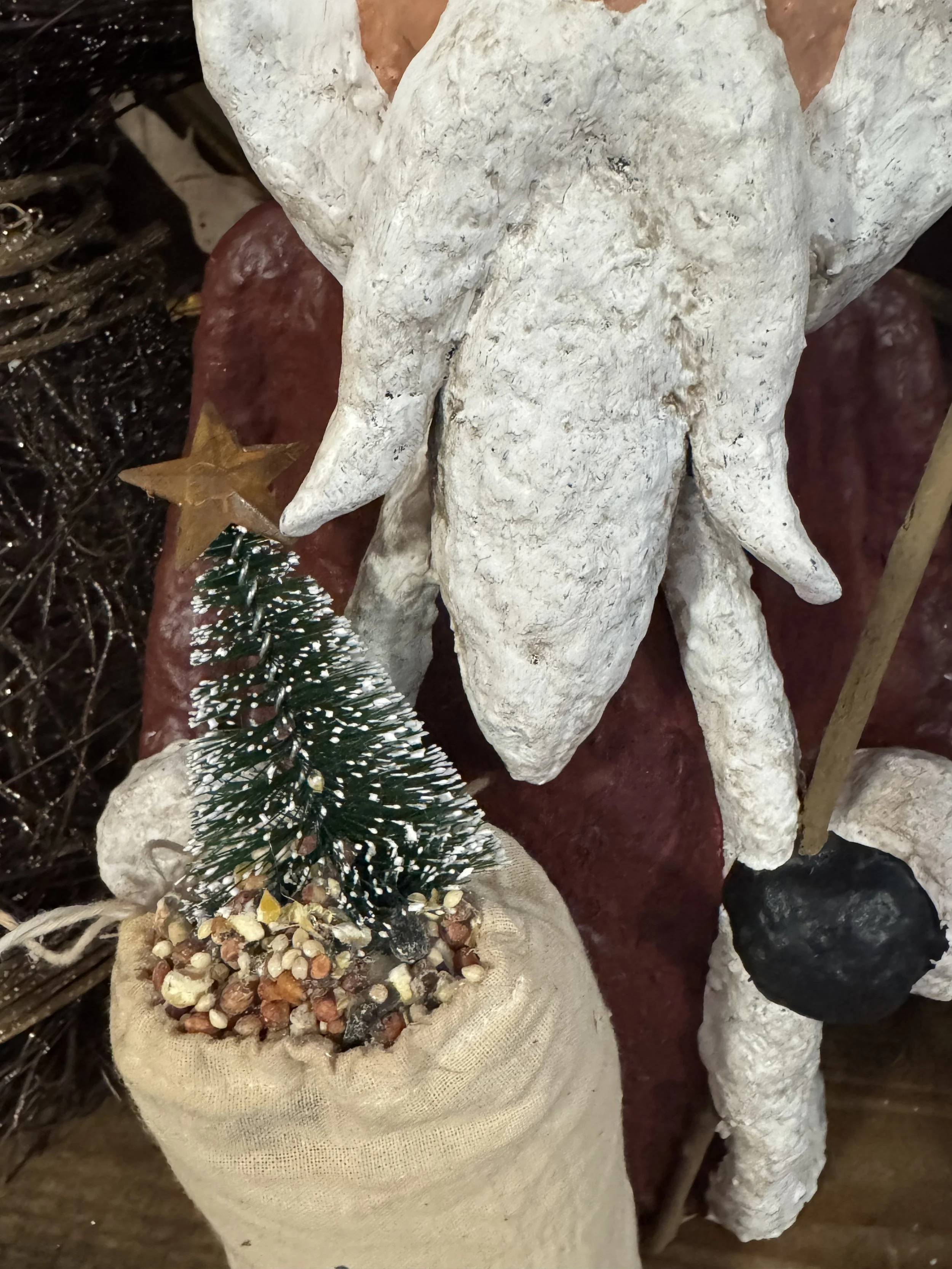 Original Santa Large Burgundy with Birdhouse and Sack of Birdseed ...