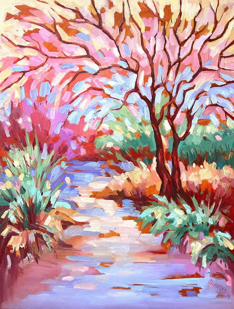 Spring Landscape Paintings Yellow Falling Leaves Landscape Trees Oil
