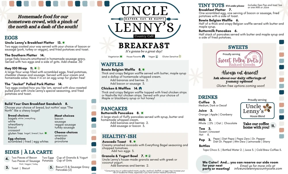 Menu — Uncle Lenny's Country Cafe