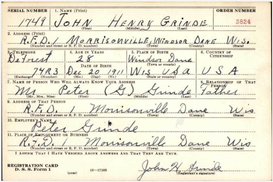 John Grinde — DeForest Area Historical Society