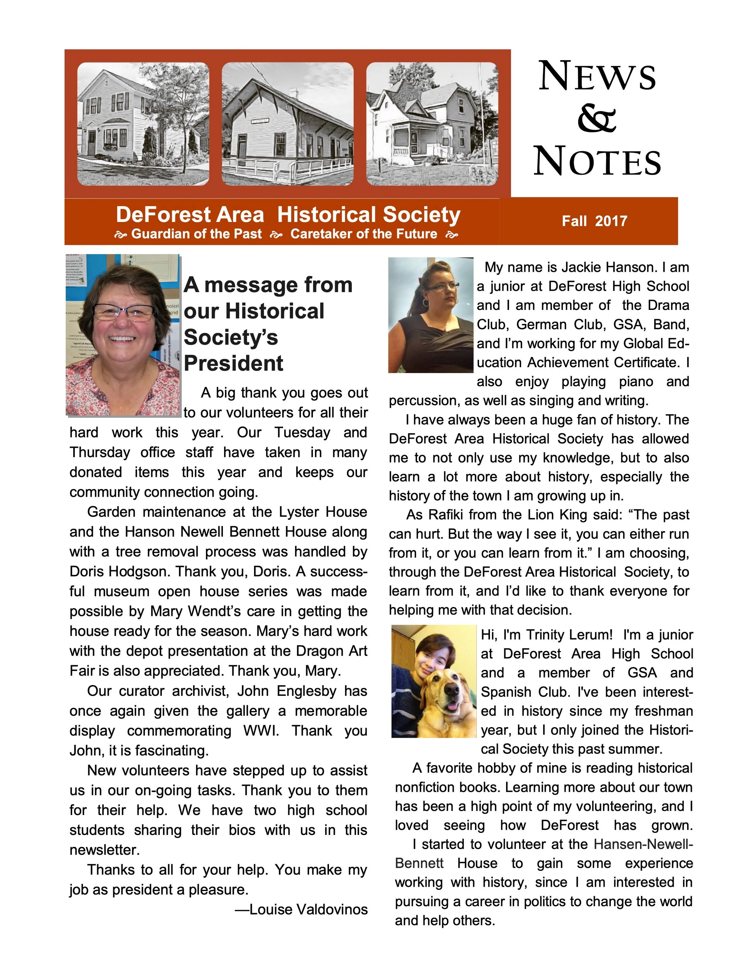 Newsletters — DeForest Area Historical Society