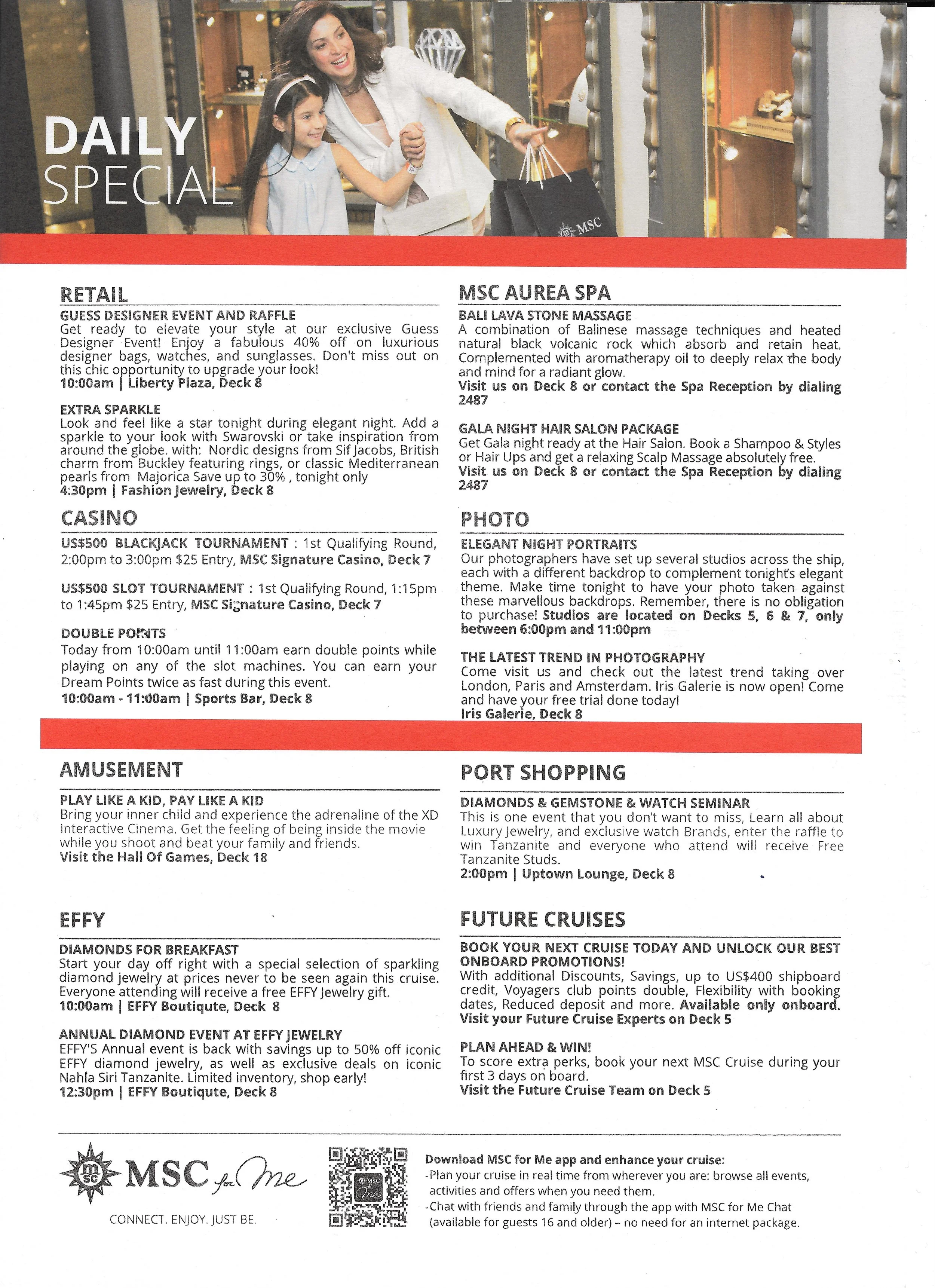 MSC Seascape - Daily Programs — Travel Tales and Trails