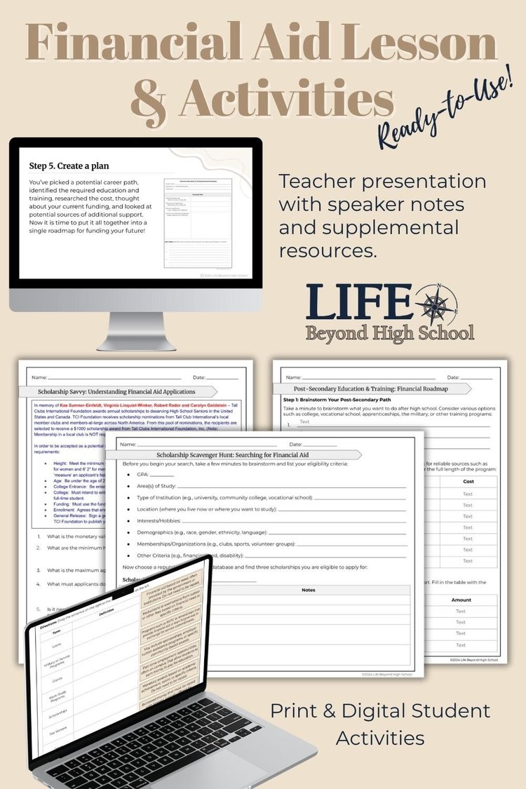 Financial Planning Lesson — Life Beyond High School