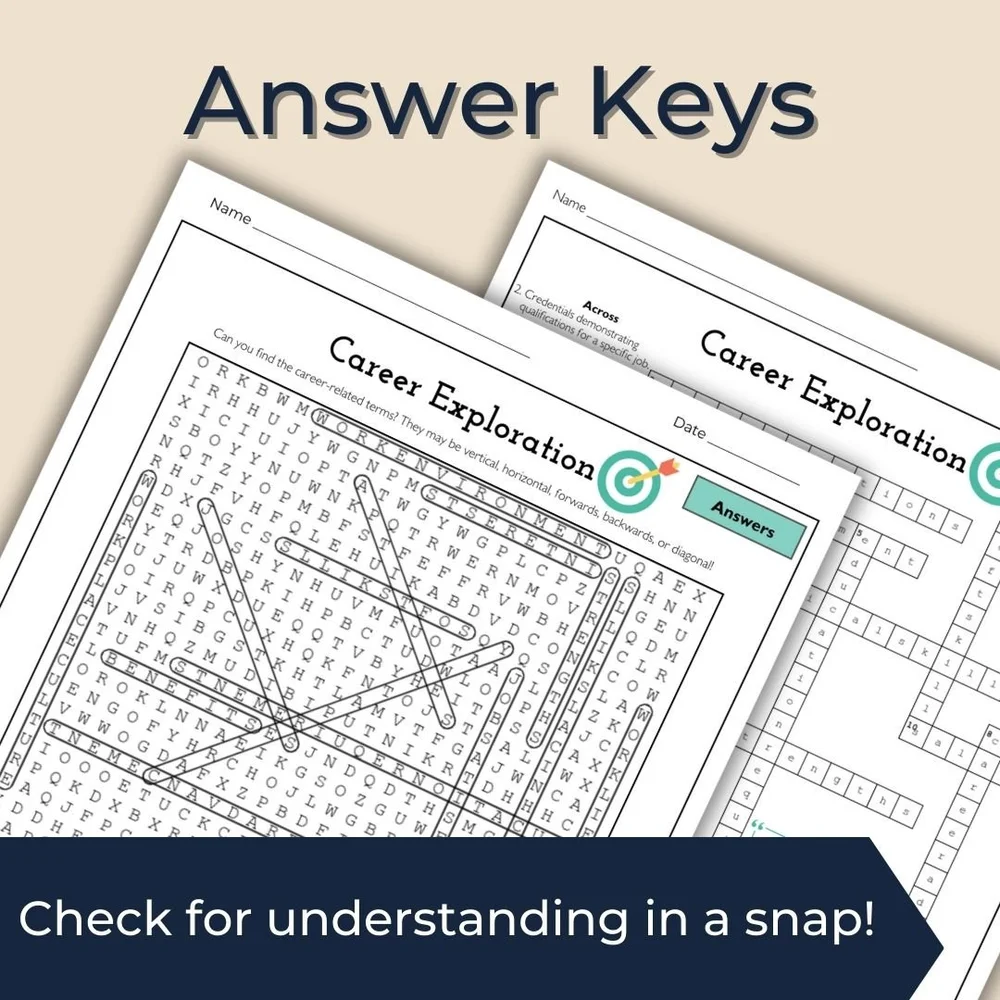 Career Exploration Word Puzzles — Life Beyond High School