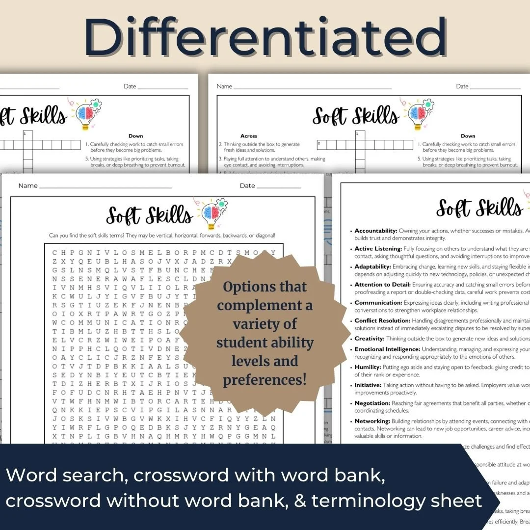 Soft Skills Crossword Puzzle & Word Search — Life Beyond High School