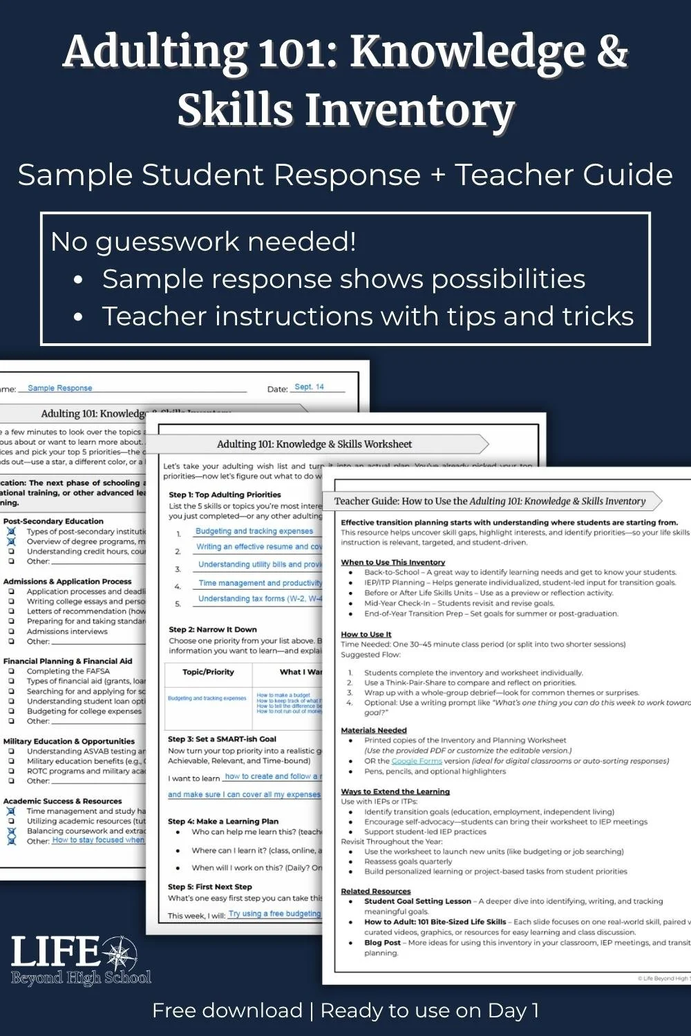 Free Life Skills Inventory — Life Beyond High School