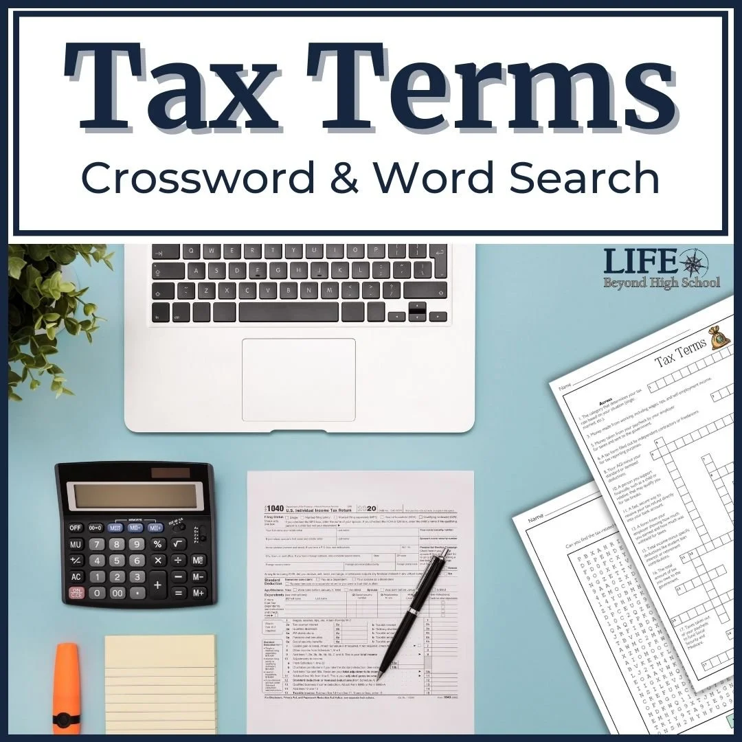 Tax Terms Crossword Puzzle & Word Search — Life Beyond High School