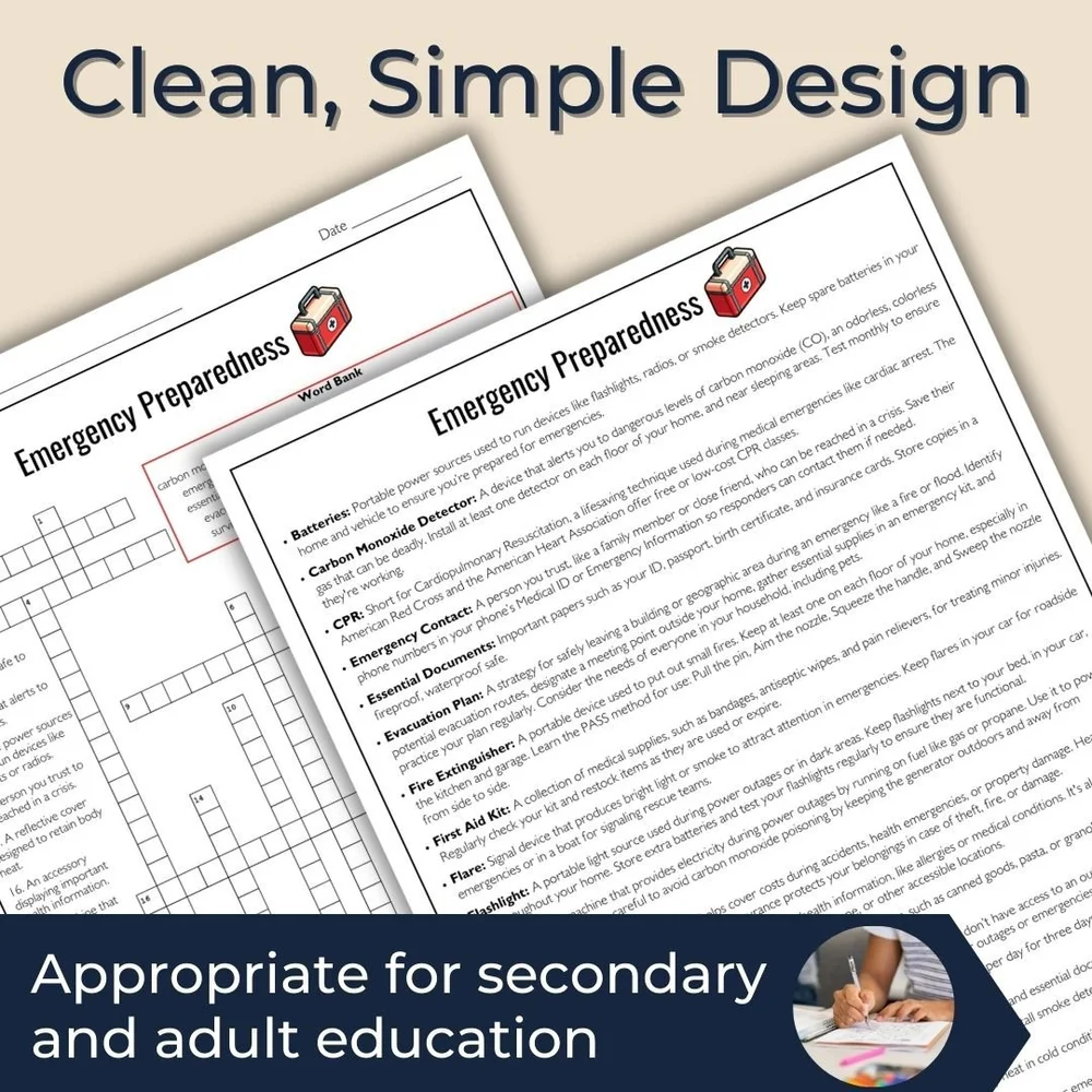Emergency Preparedness Crossword Puzzle & Word Search — Life Beyond ...