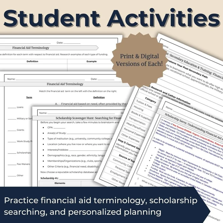 Financial Planning Lesson — Life Beyond High School