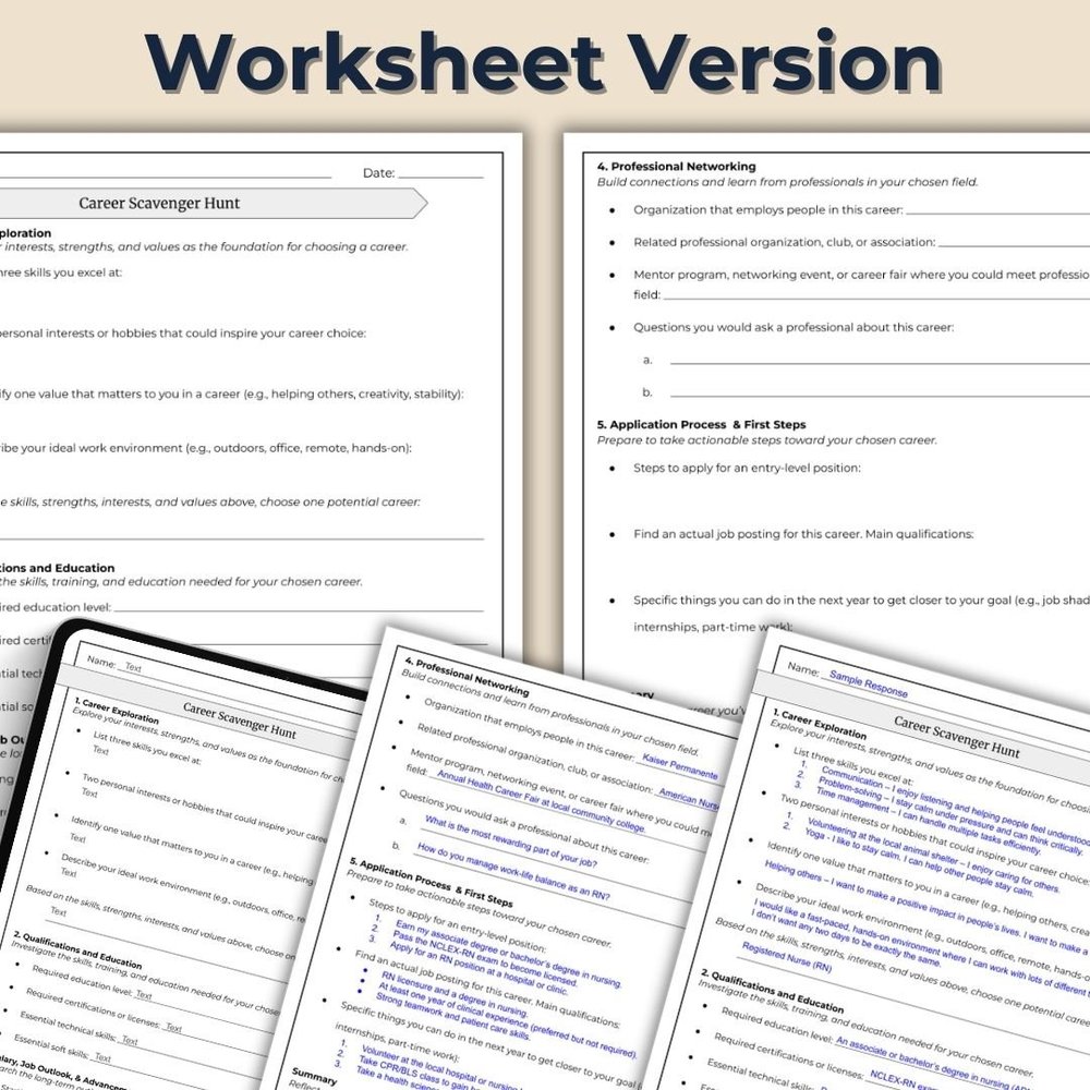 Career Exploration Scavenger Hunt — Life Beyond High School