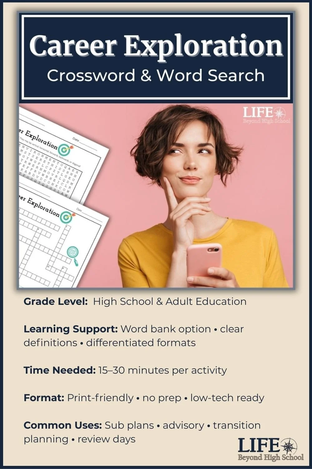 Career Exploration Word Puzzles — Life Beyond High School